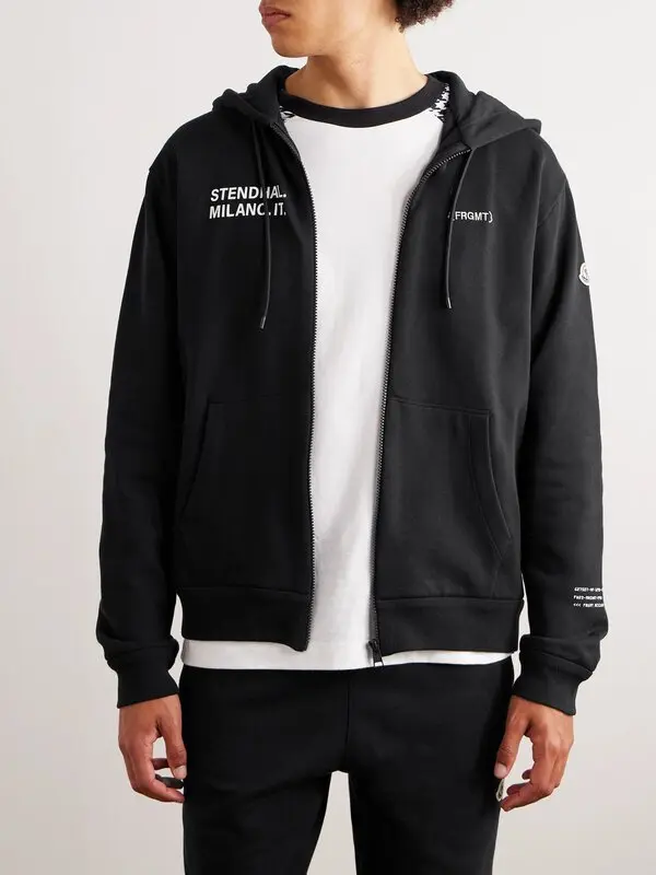 Moncler 7 Frgmt Hiroshi Fujiwara Logo-Print Hoodie - Black