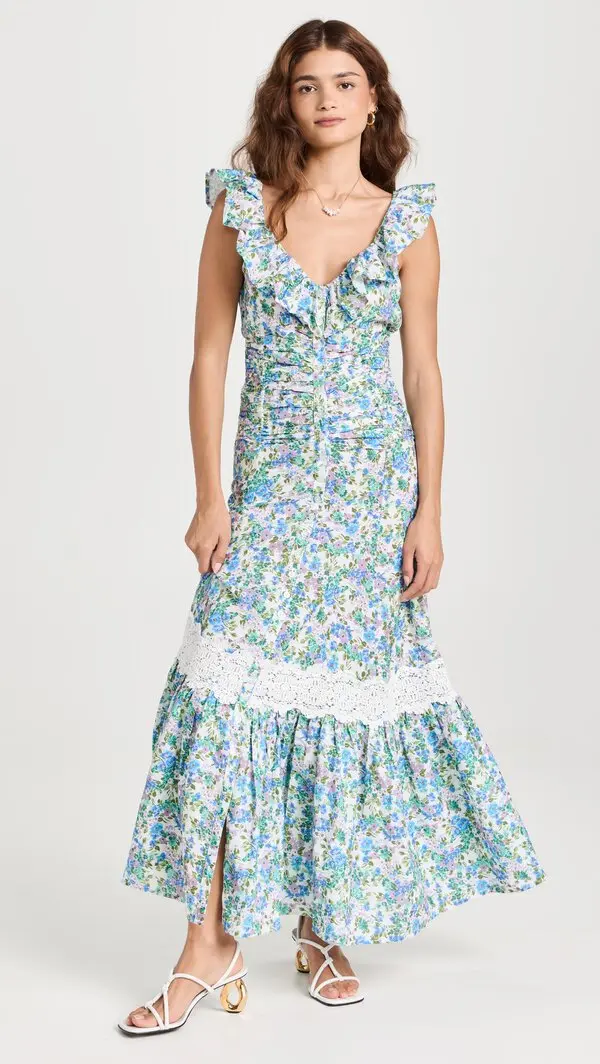 bytimo bohemian maxi dress Linen In Blue Blossom - 75% Off Sleeveless Cutout Bodycon Dress Embellishment_Ruched Pink Size CN/US:XL / 10~12