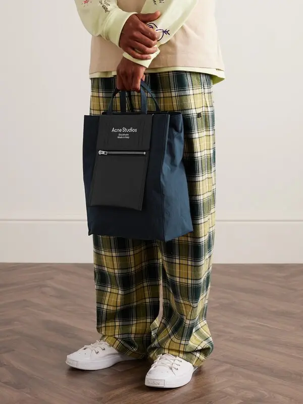 Acne Studios Baker Out Logo-Print Leather And Nylon Tote Bag In 