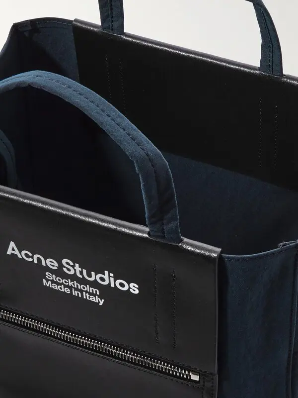 Acne Studios Baker Out Logo-Print Leather And Nylon Tote Bag In