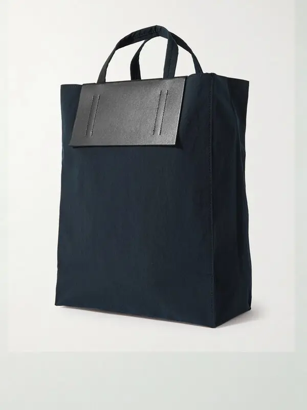 Acne Studios Baker Out Logo-Print Leather And Nylon Tote Bag In