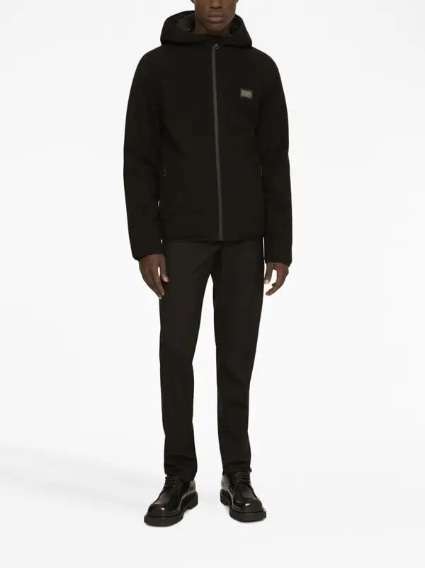Dolce & Gabbana Logo-plaque Hooded Jacket - Black