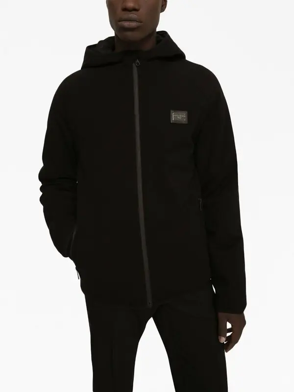 Dolce & Gabbana Logo-plaque Hooded Jacket - Black