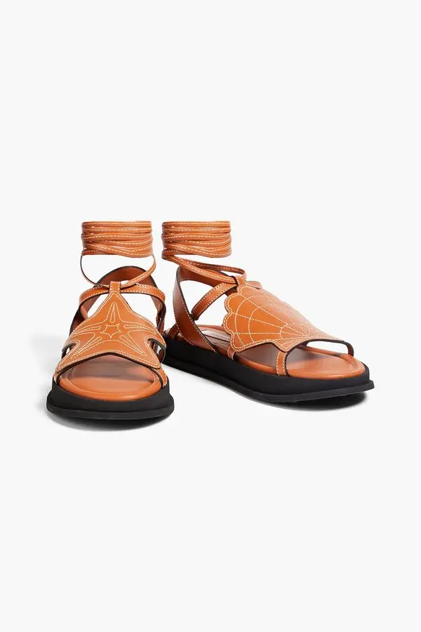Zimmermann Topstitched Leather Sandals