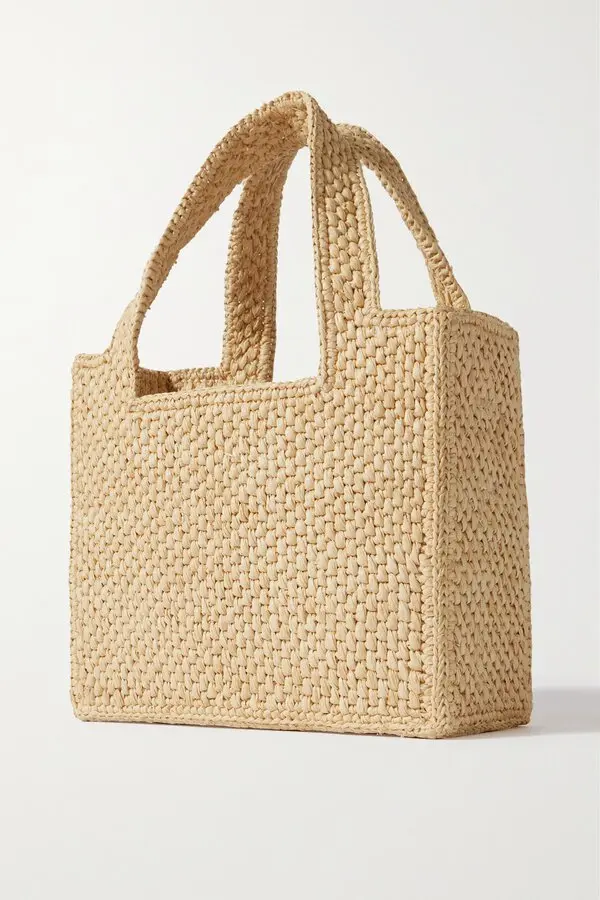 Loewe Font Mini Embellished Embroidered Raffia Tote