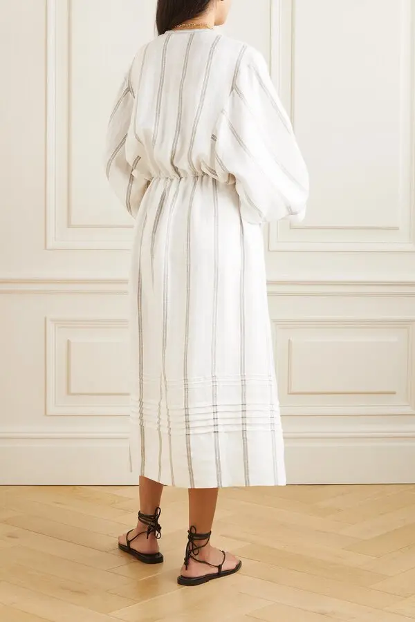suzette linen tiered midi dress Marine Layer Vintage Slub Midi Dress- Antique White M main image 1