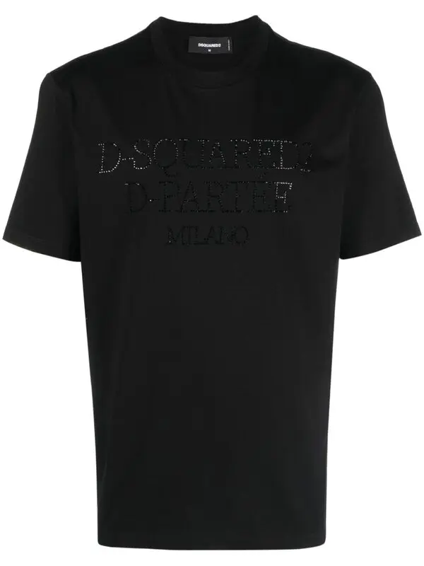 Dsquared2 Studded-logo Cotton T-shirt - Black