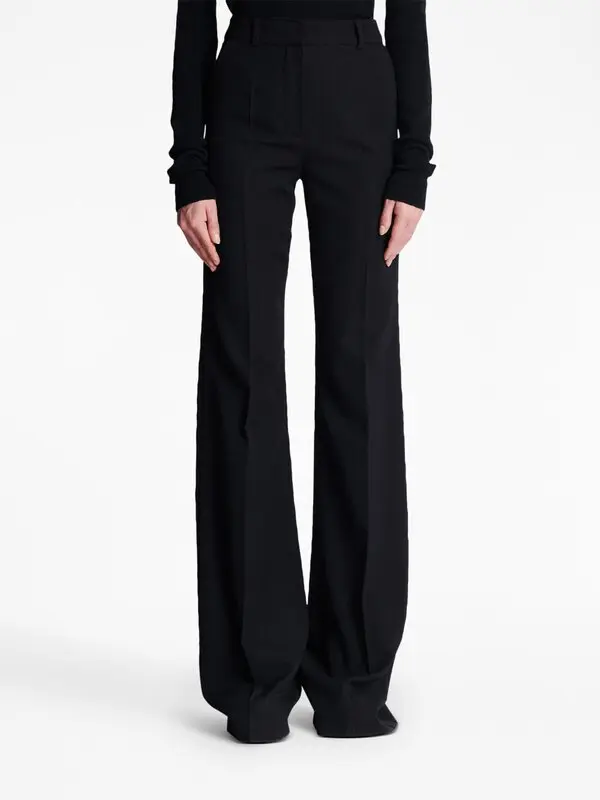 Balmain Wool Flared Trousers - Black