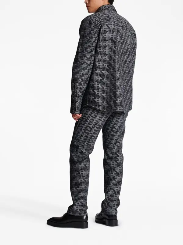 Balmain Monogram-jacquard Denim Shirt - Black