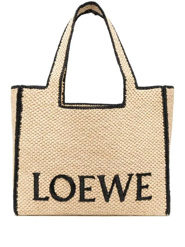 Loewe Logo-lettering Raffia Tote