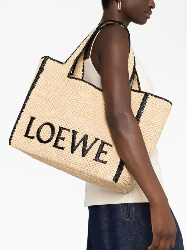 Loewe Logo-lettering Raffia Tote