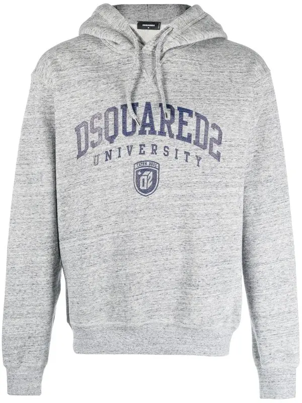 Dsquared2 Logo-print Mélange-effect Hoodie - Grey
