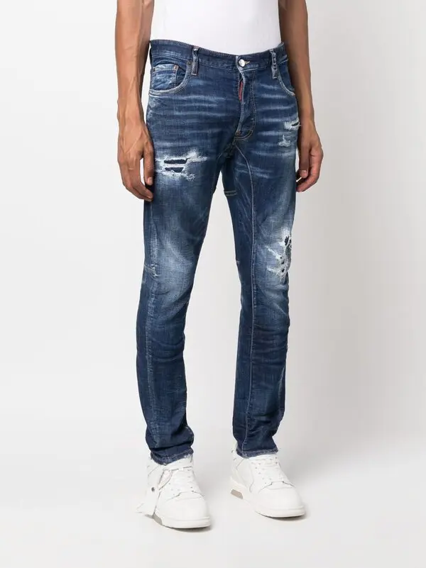 Dsquared2 Ripped Slim-fit Jeans - Blue