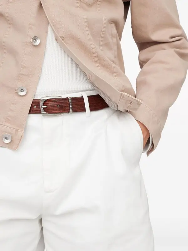 Brunello Cucinelli Leather Belt With Ardillon Buckle