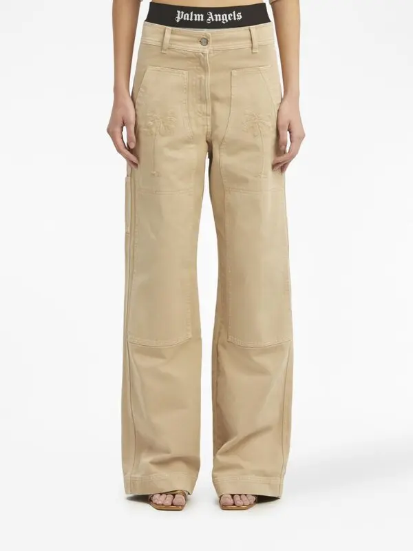 Palm Angels Mid-rise Straight-leg Trousers - Neutrals