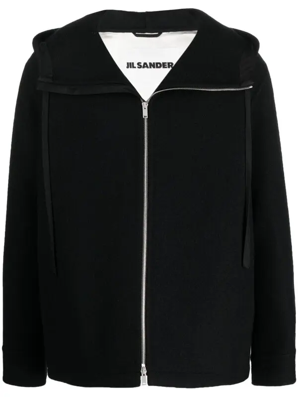 JIL SANDER Virgin-wool Hooded Jacket - Black
