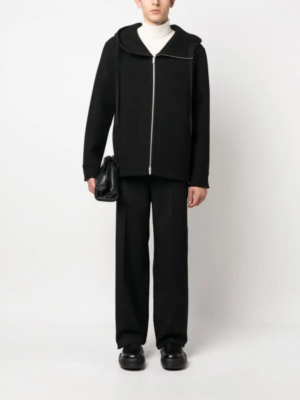 JIL SANDER Virgin-wool Hooded Jacket - Black