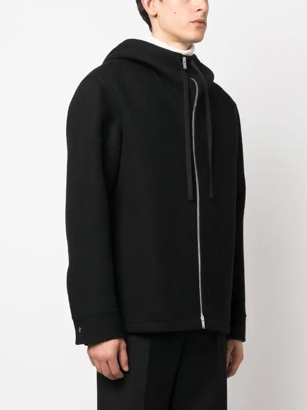 JIL SANDER Virgin-wool Hooded Jacket - Black