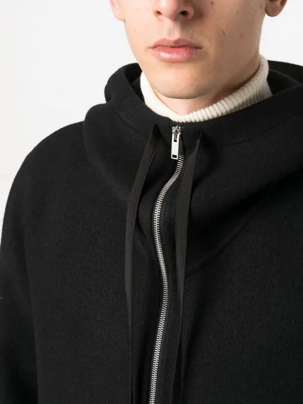 JIL SANDER Virgin-wool Hooded Jacket - Black