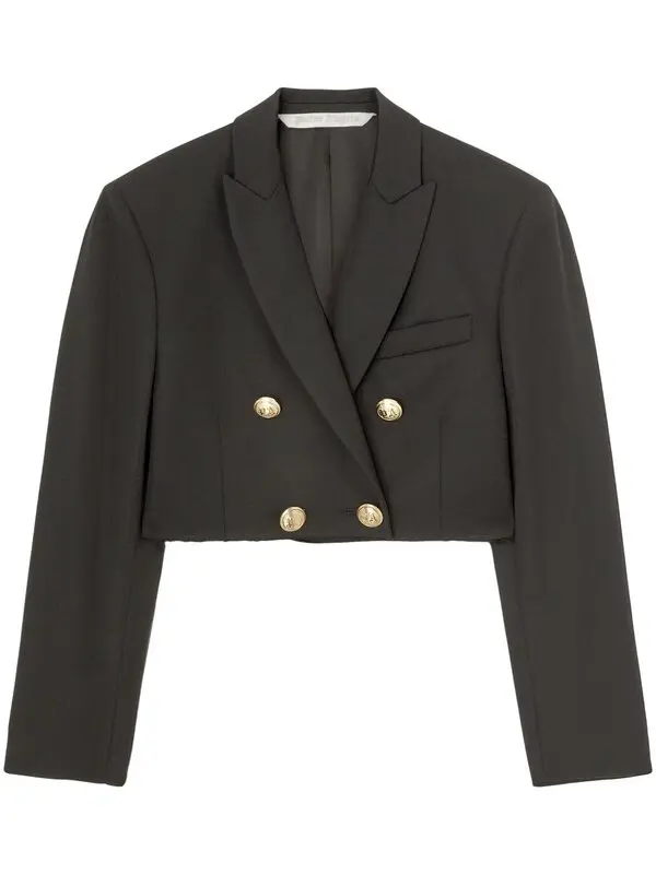 Palm Angels Cropped Double-breasted Blazer - Black