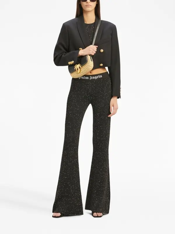 Palm Angels Cropped Double-breasted Blazer - Black