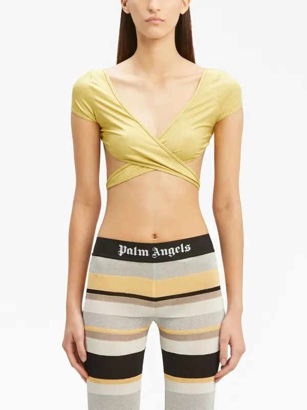 Palm Angels Wrap-around Lurex Bikini Top