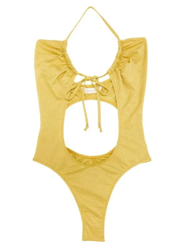 Palm Angels Glittered Cut-out Swimsuit - Yellow