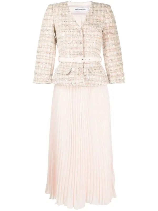 SELF-PORTRAIT Fully-pleated Flared Dress