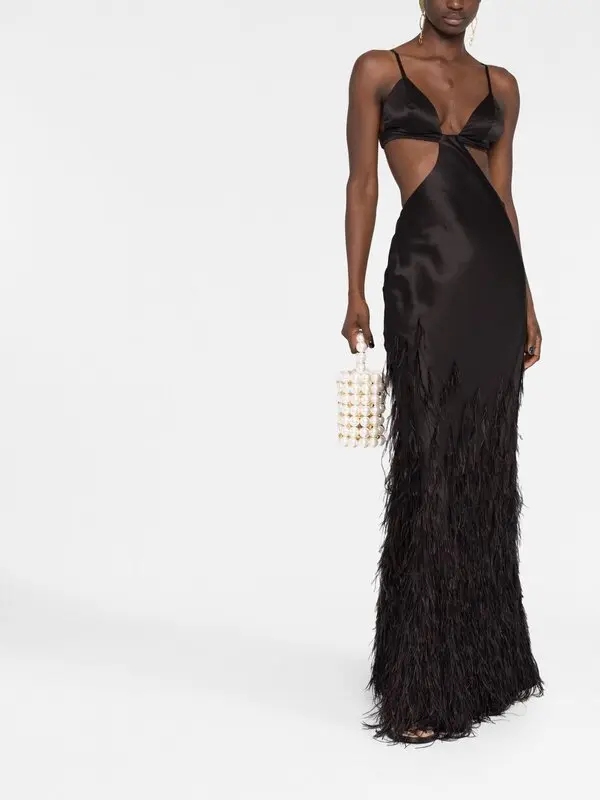 Cult Gaia Raisa Feather-embellished Gown - Black