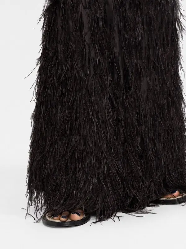 Cult Gaia Raisa Feather-embellished Gown - Black