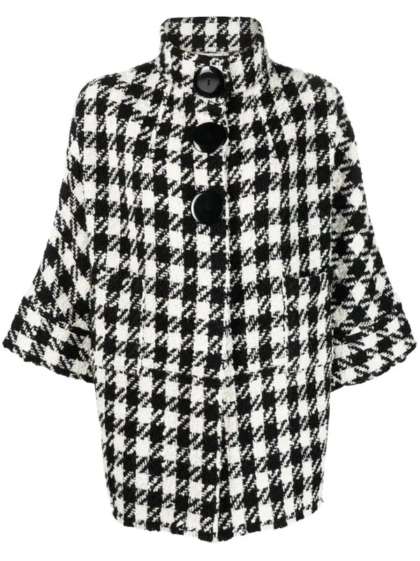 CHARLOTT Check-pattern Crop-sleeve Jacket