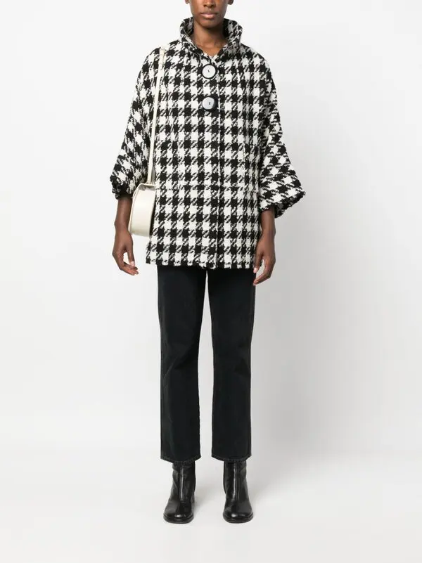 CHARLOTT Check-pattern Crop-sleeve Jacket