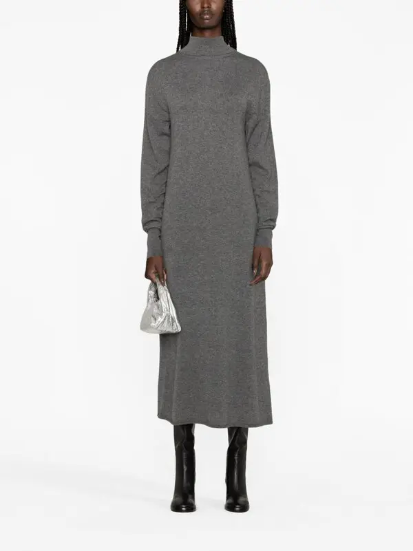 JIL SANDER High-neck Cashmere Knitted Dress - Grey
