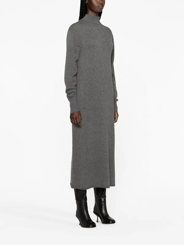 JIL SANDER High-neck Cashmere Knitted Dress - Grey