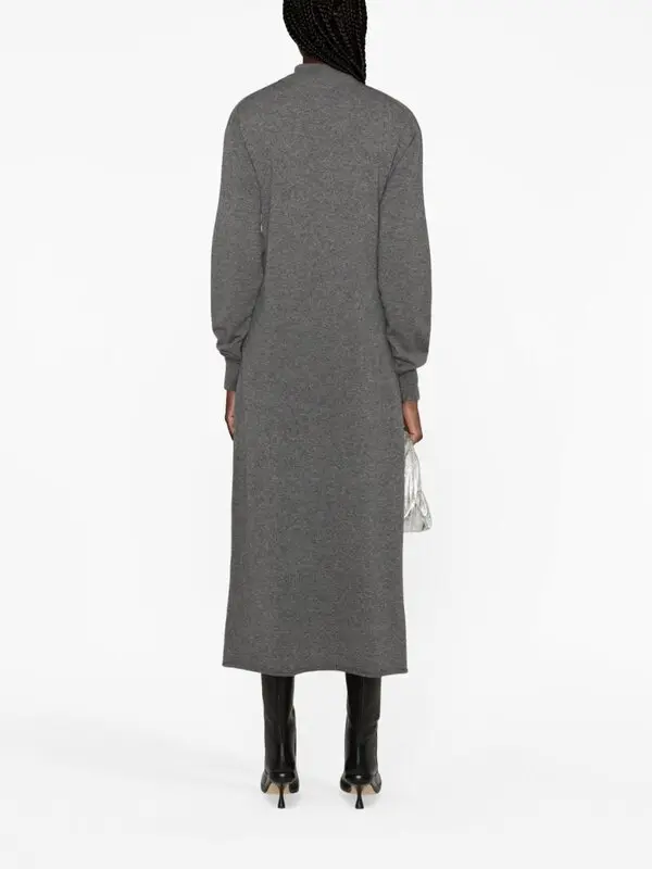 JIL SANDER High-neck Cashmere Knitted Dress - Grey