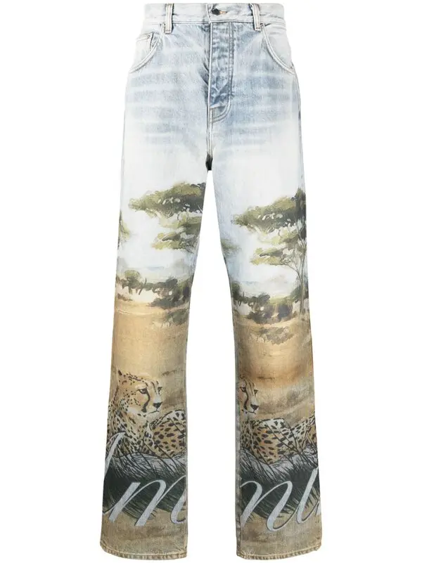 Amiri Graphic Print Cotton Jeans