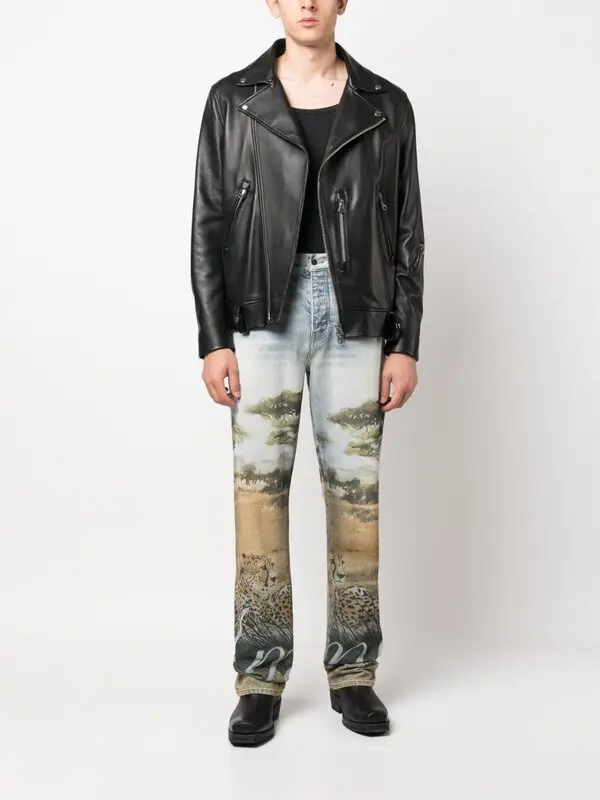 Amiri Graphic Print Cotton Jeans