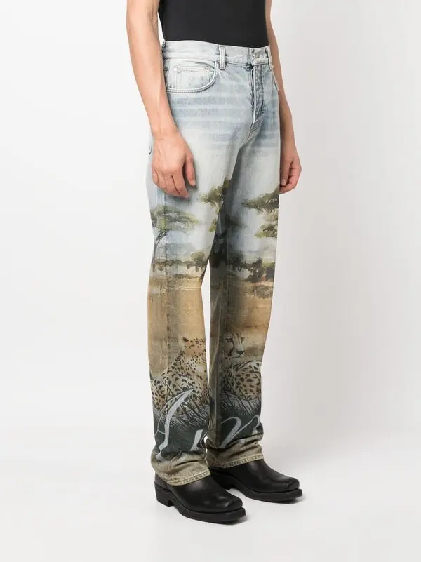Amiri Graphic Print Cotton Jeans