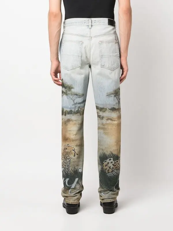Amiri Graphic Print Cotton Jeans