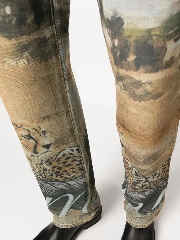 Amiri Graphic Print Cotton Jeans