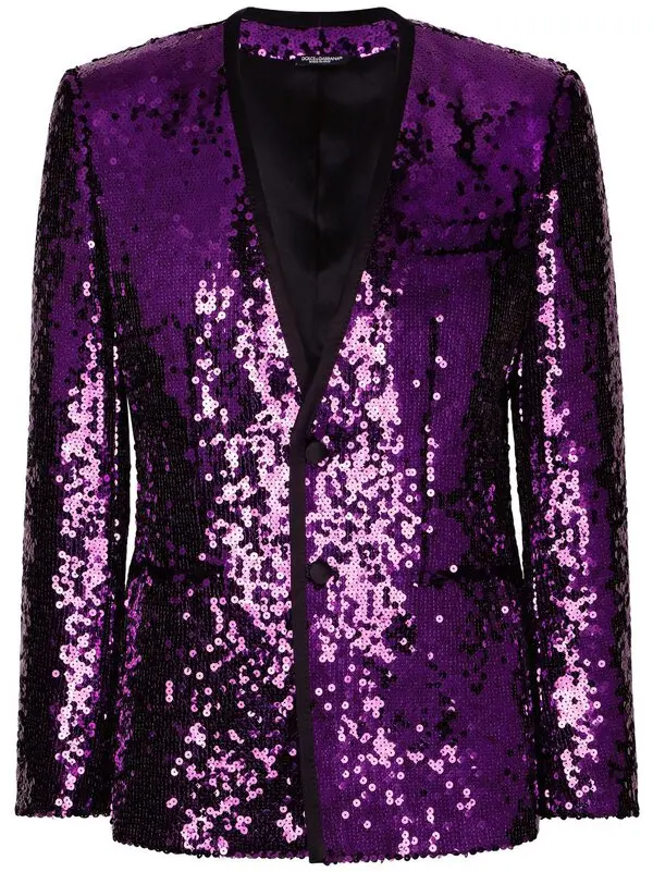 Dolce & Gabbana Sequined Single-breasted Blazer - Purple