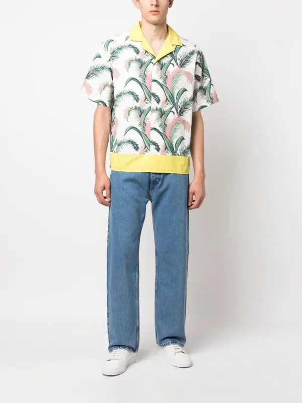 Maison Kitsuné Botanical-print Short-sleeve Shirt