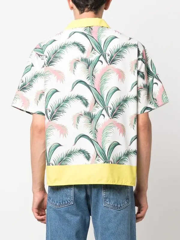 Maison Kitsuné Botanical-print Short-sleeve Shirt
