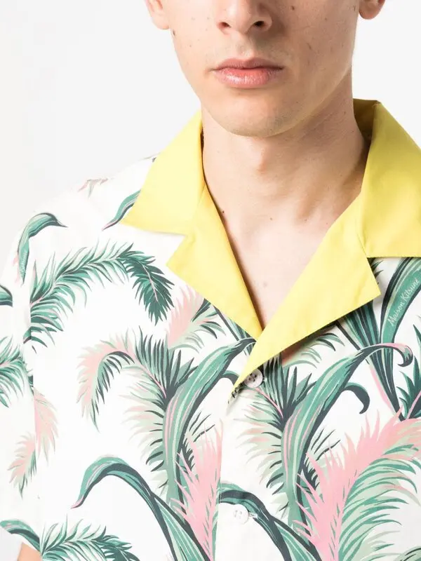 Maison Kitsuné Botanical-print Short-sleeve Shirt