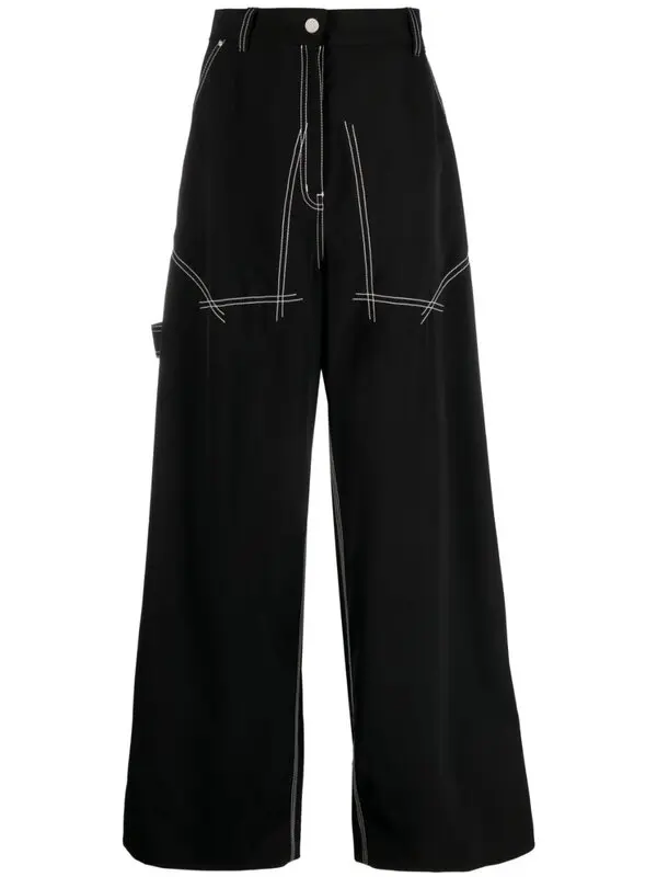 Stella McCartney Contrast-stitch Wide-leg Trousers