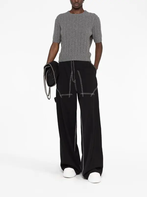 Stella McCartney Contrast-stitch Wide-leg Trousers