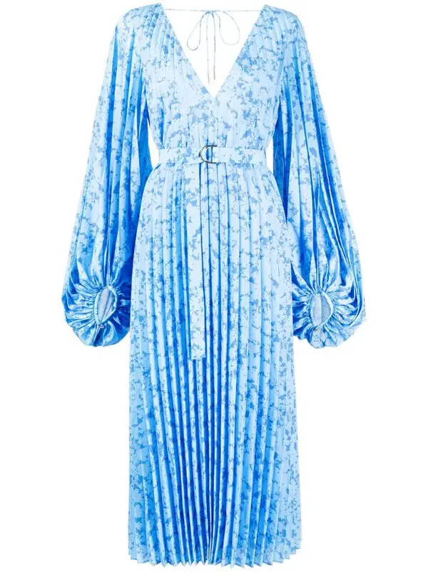 acler blue pleated dress CORNMORE MIDI DRESS