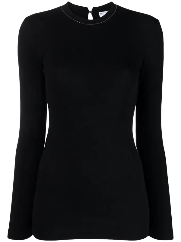 Brunello Cucinelli Monili Embellished Crewneck Top - Black