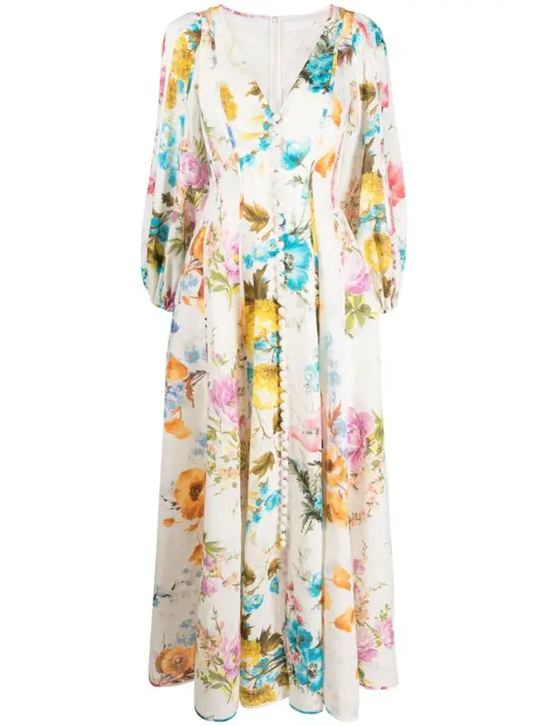 Zimmermann Halcyon Floral-print Linen Dress