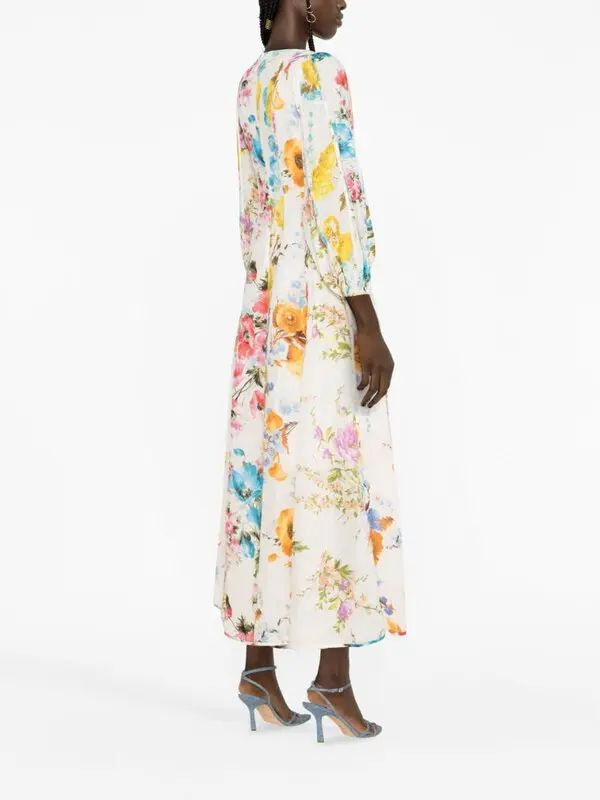 Zimmermann Halcyon Floral-print Linen Dress